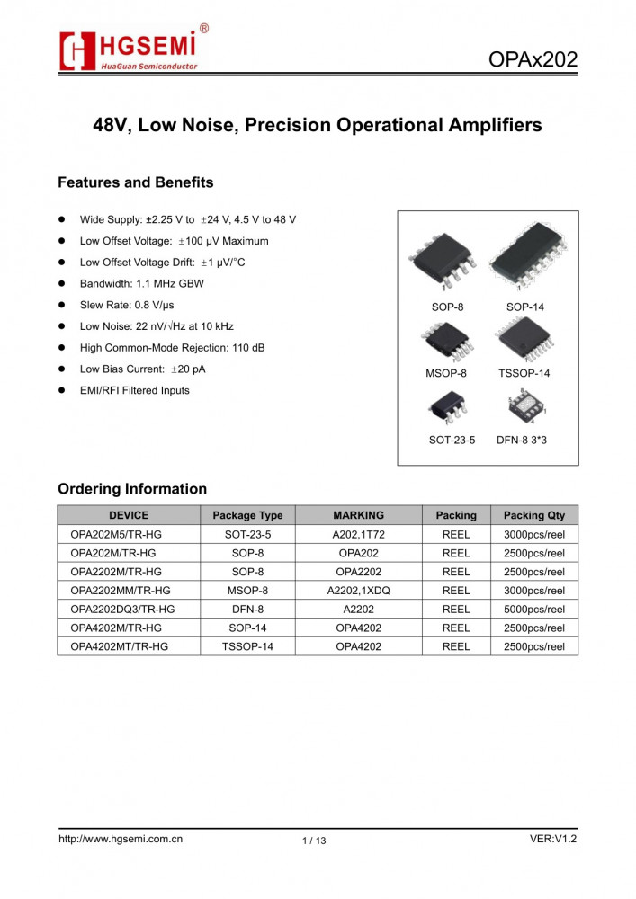 OPA4202M/TR-HG technical document page 1
