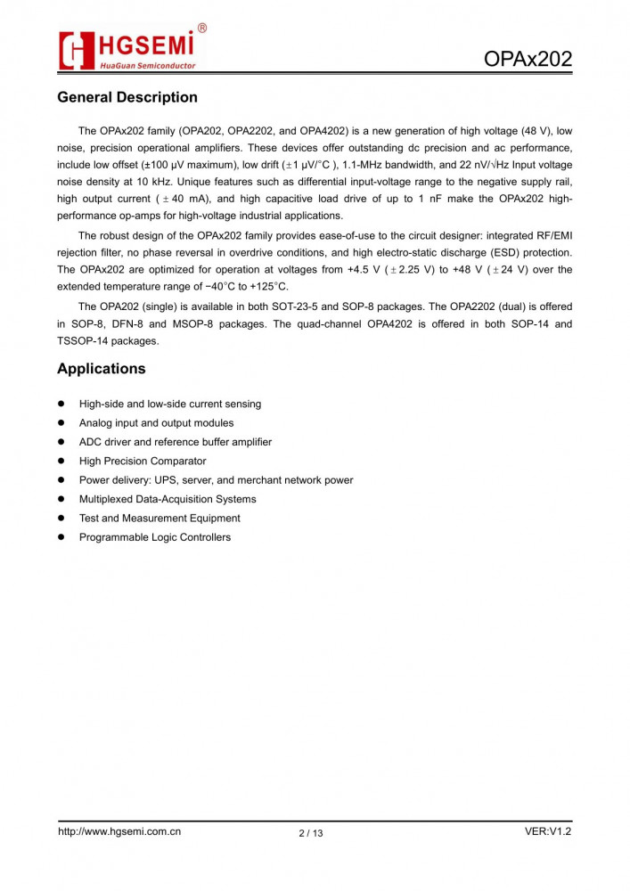 OPA4202M/TR-HG technical document page 2