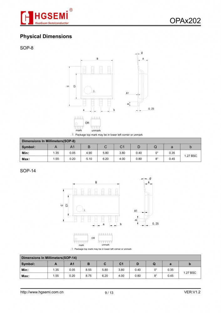 OPA4202M/TR-HG technical document page 9