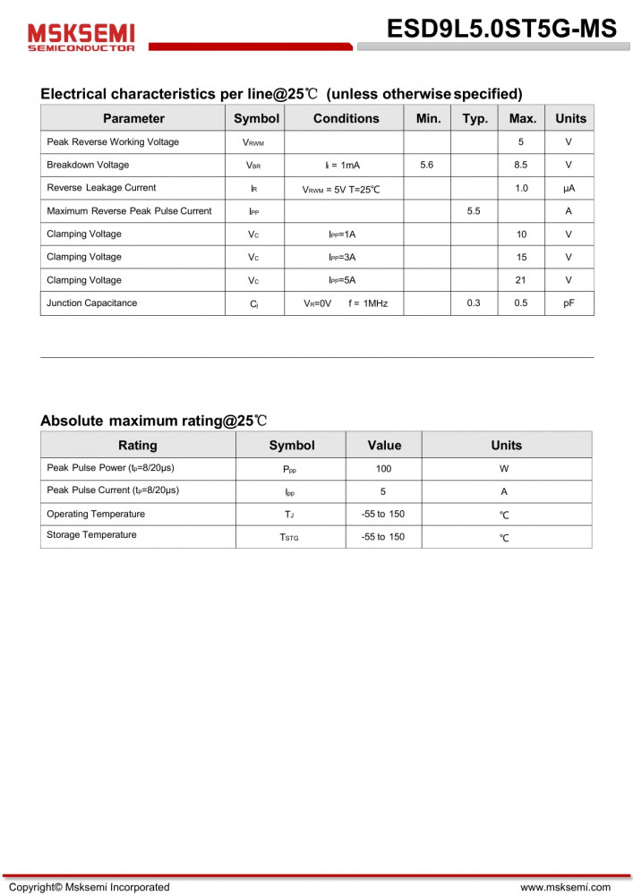 ESD9L5.0ST5G-MS datasheet page 3
