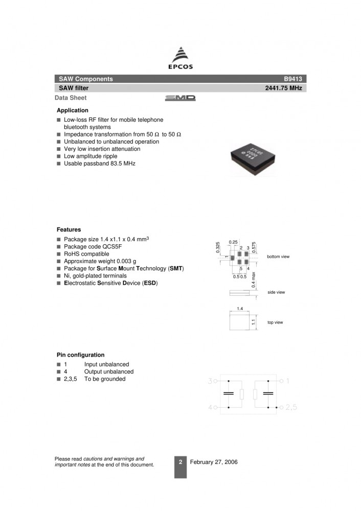 B9413 datasheet page 2