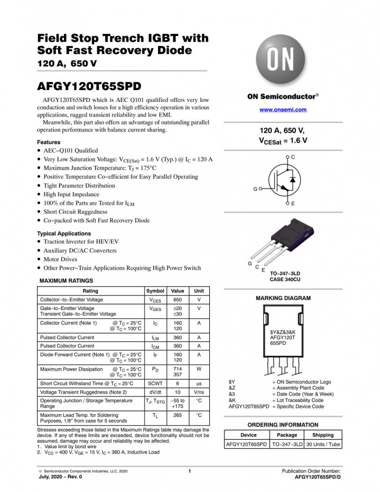 AFGY120T65SPD datasheet page 1