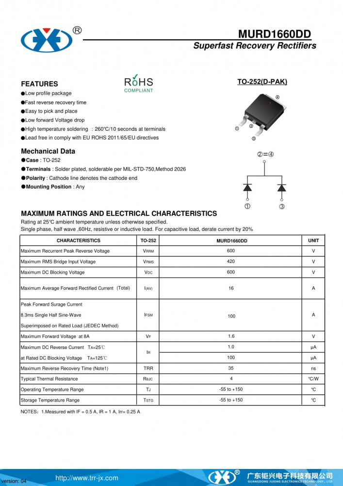 MURD1660DD datasheet page 1