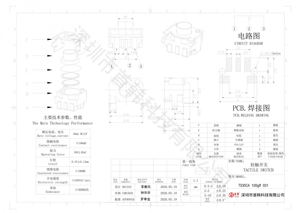 TS35CA 100gf 031 datasheet page 1