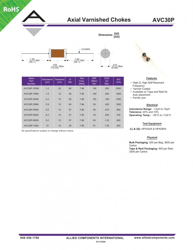 AVC30P series datasheet page image