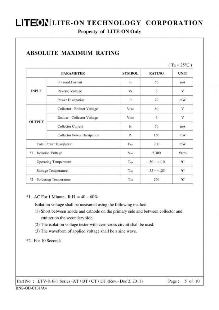 LTV-816 datasheet page 5