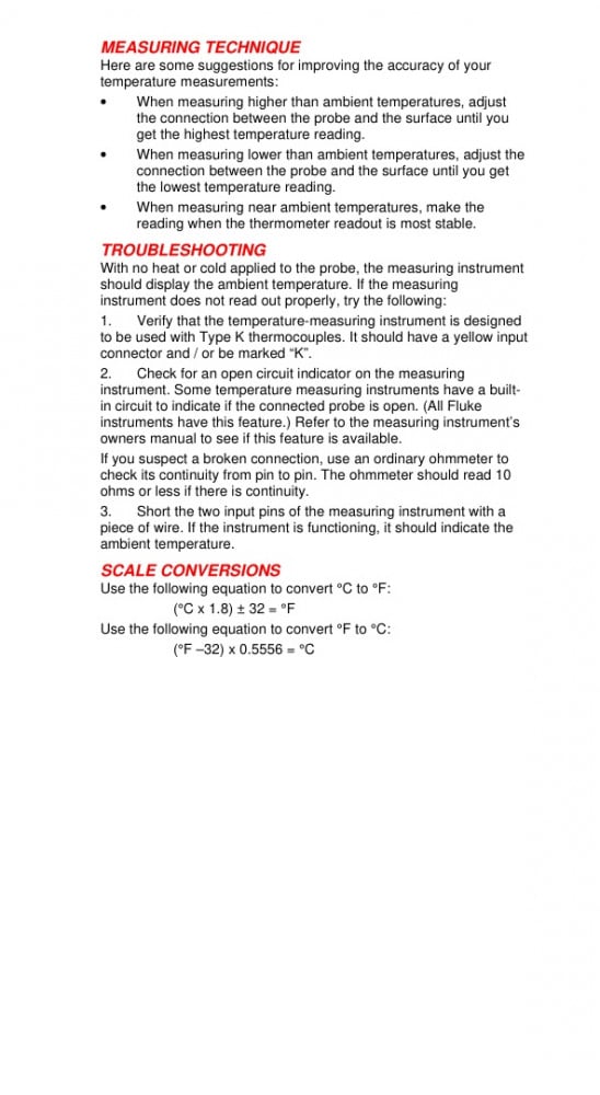 FLUKE 80PK-3A instruction sheet page 3