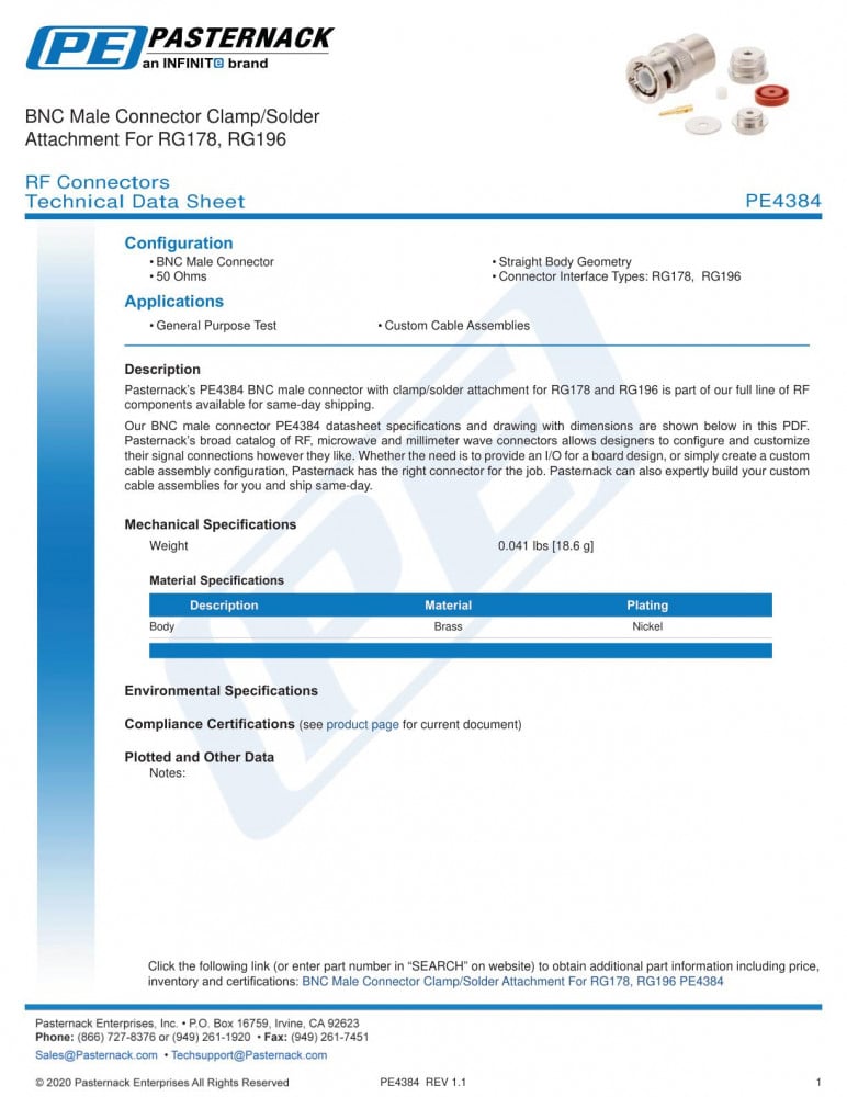 PE4384 technical datasheet page 1