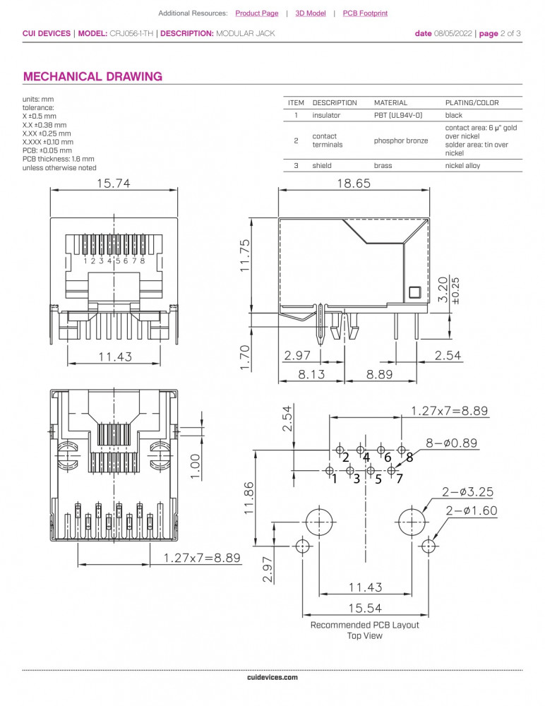 CRJ056-1-TH datasheet page 2