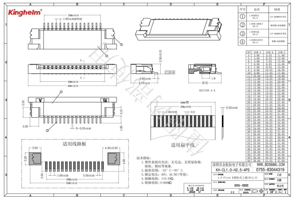 KH-CL1.0-H2.5-16PS technical document preview