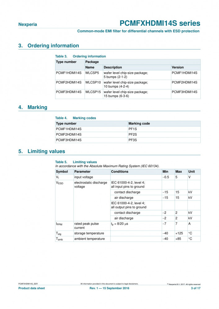 PCMF3HDMI14SZ datasheet page 3