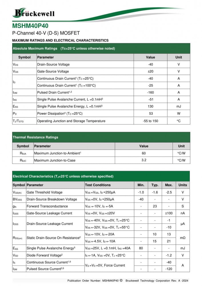 MSHM40P40 datasheet page 2