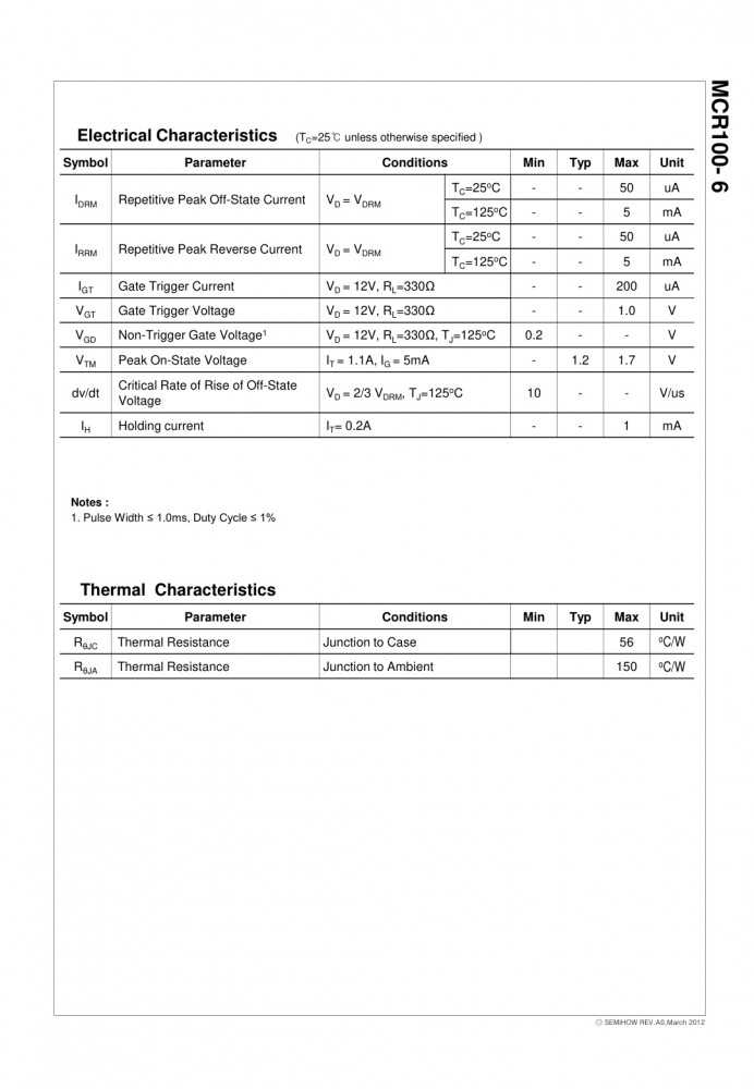 MCR100-6 datasheet page 2