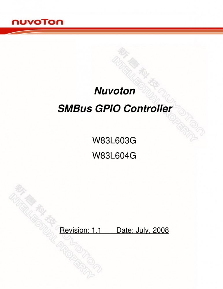 W83L604G datasheet page 1