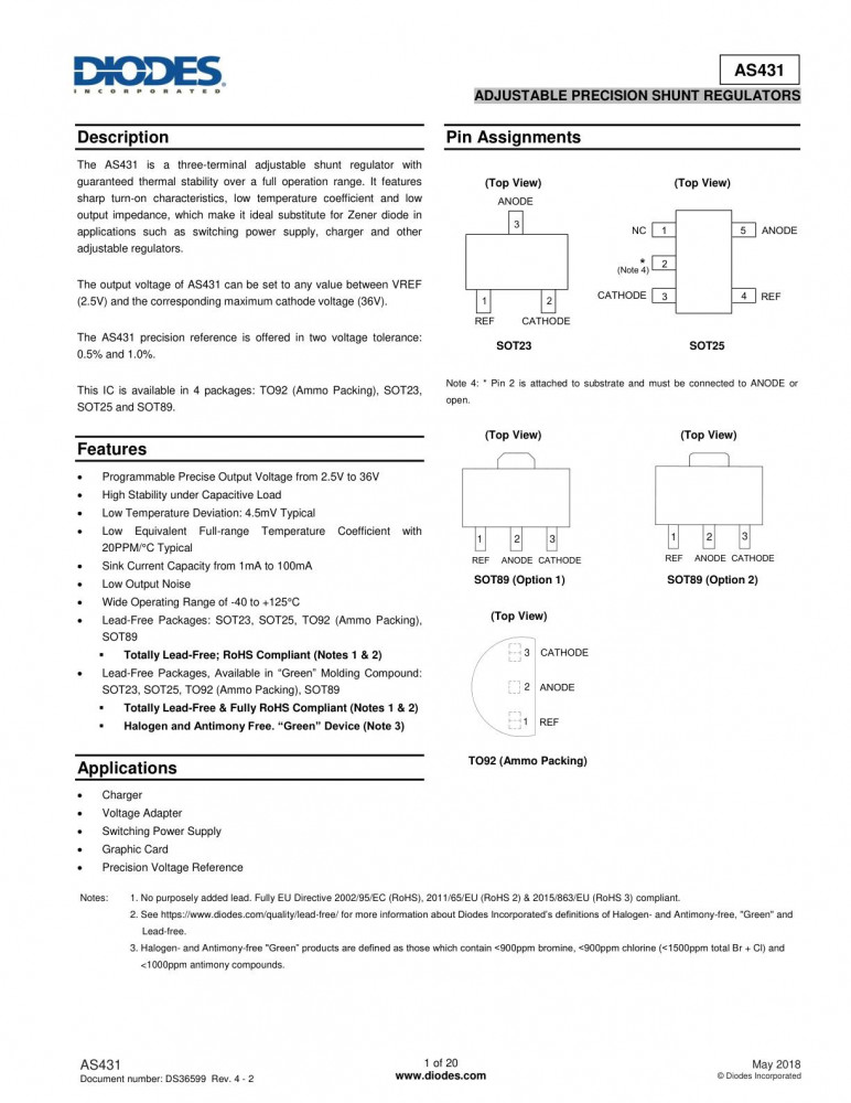 AS431 datasheet page 1