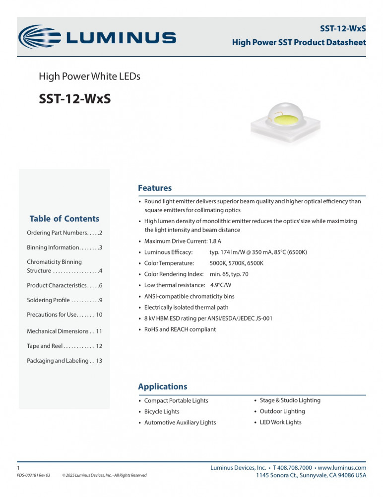 SST-12-WxS datasheet page 1