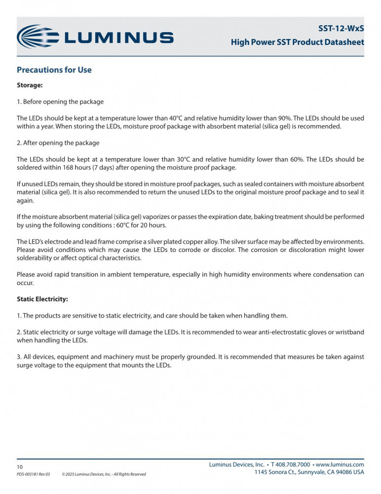 SST-12-WxS datasheet page 10