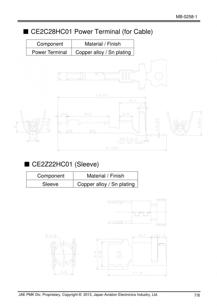 JAE CE2 Series document page 7