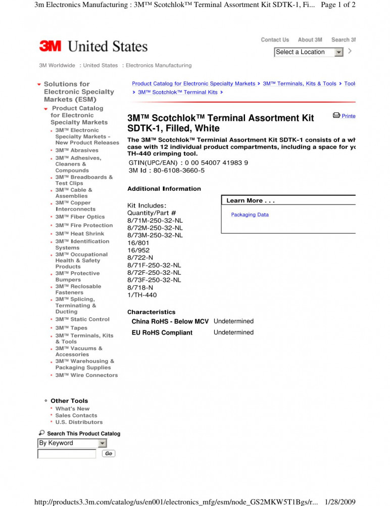 3M Scotchlok SDTK-1 technical document page 1
