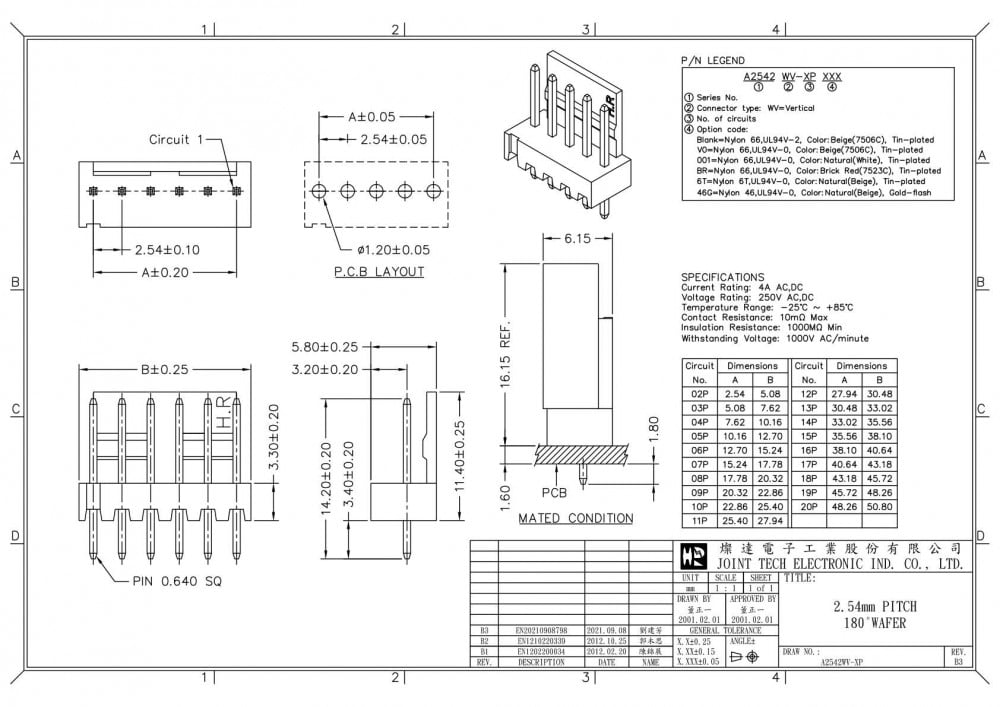 Joint Tech Elec A2542WV-04P46G technical document preview