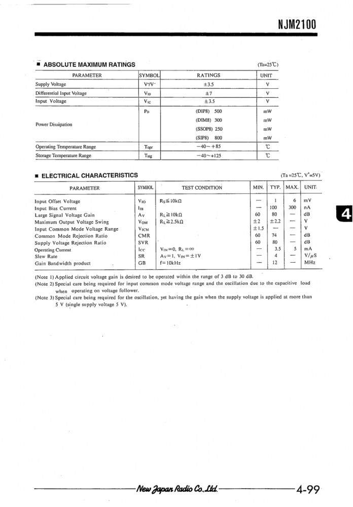 NJM2100 datasheet page 2