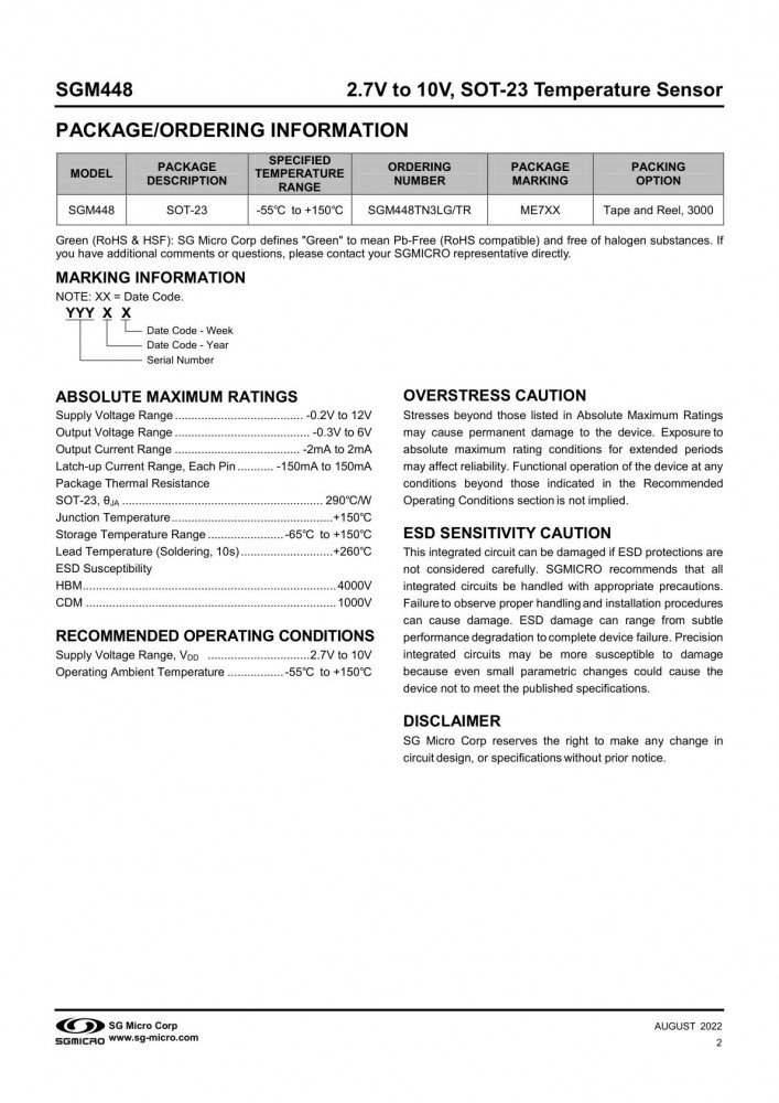 SGM448 datasheet page 2