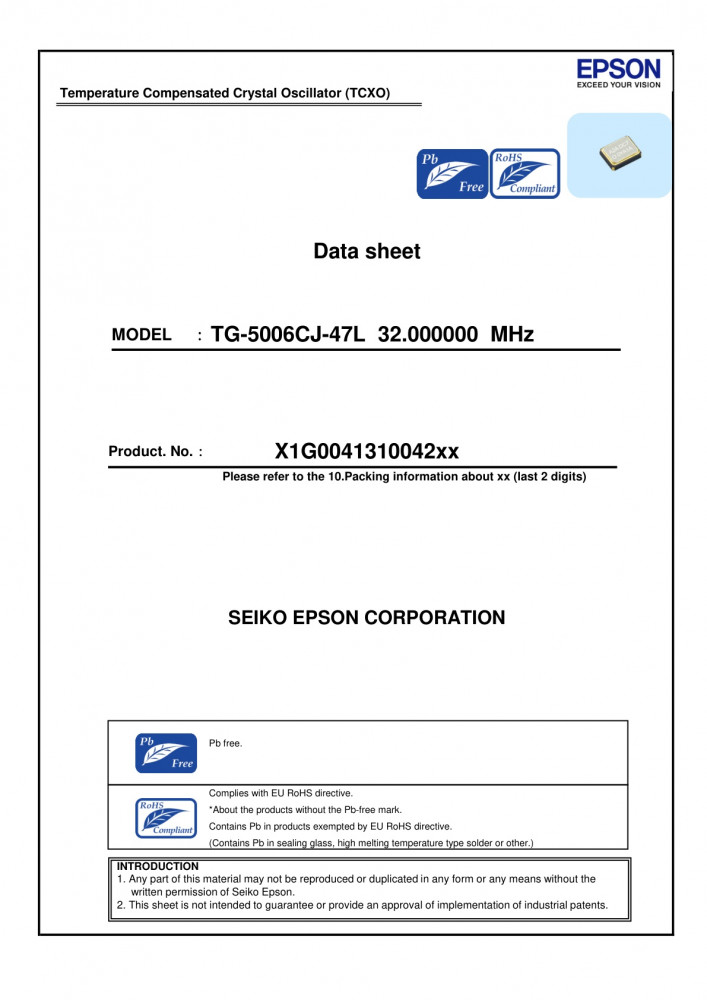 EPSON TG-5006CJ-47L datasheet page 1