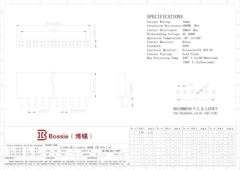 BX-PM2.54-1-12PY technical drawing page 1