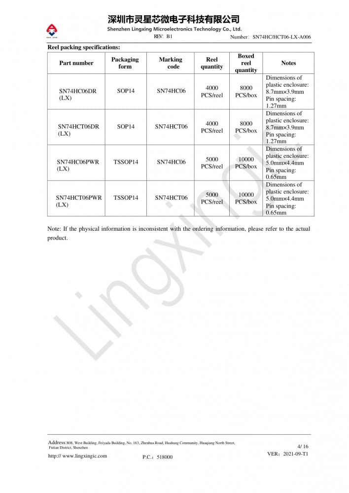 SN74HC06N(LX) datasheet page 4