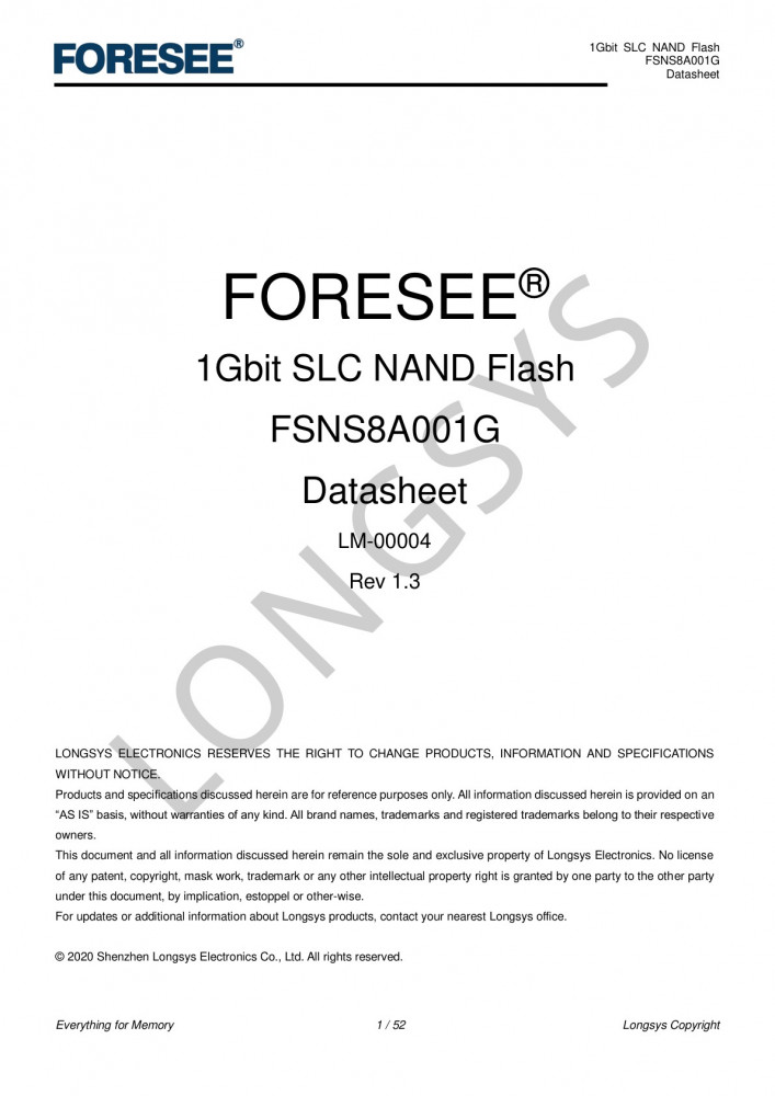 FSNS8A001G datasheet page 1