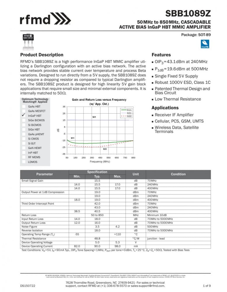 SBB1089Z datasheet page 1