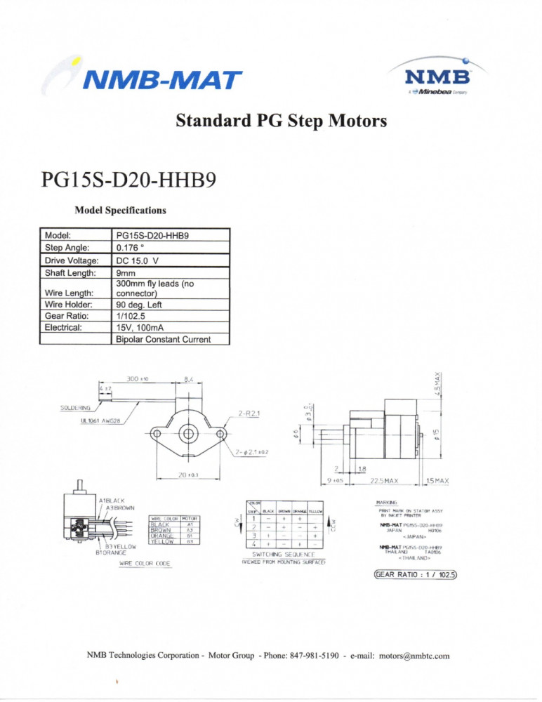 PG15S-D20-HHB9 technical document page 1