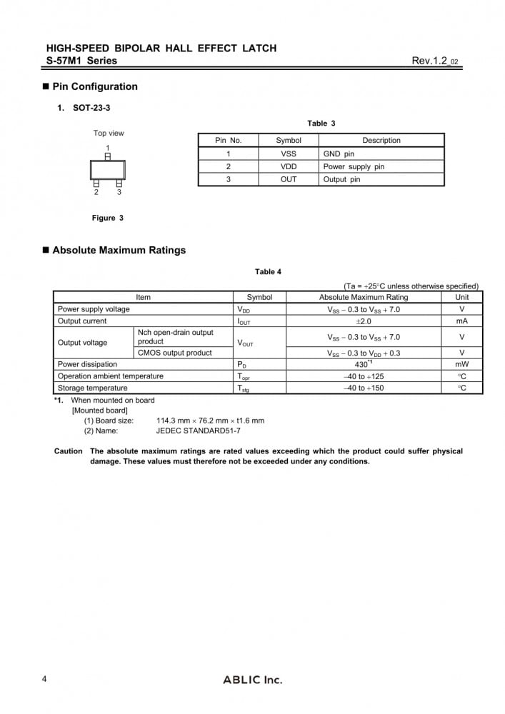 ABLIC S-57M series datasheet page 4