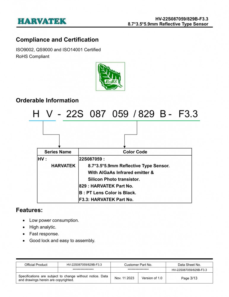 HV-22S087059/829B-F3.3 datasheet page 3