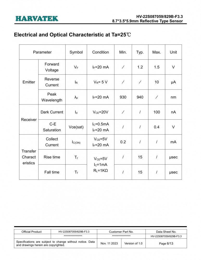 HV-22S087059/829B-F3.3 datasheet page 6