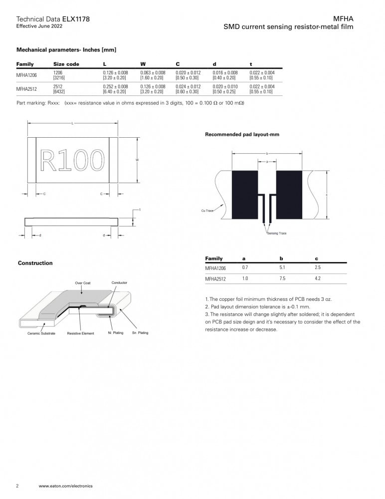 EATON MFHA series technical document page 2