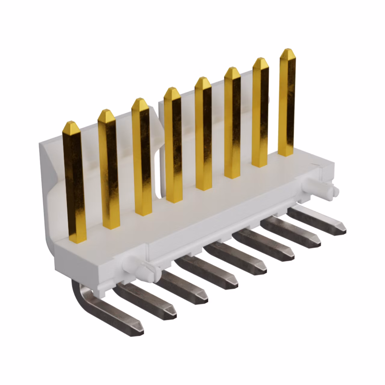 KK 396 Solid Right-Angle Header, Friction Lock, with Snap-in Plastic Peg  PCB Lock, 8 Circuits, 0.38µm Gold (Au) Selective Plating for sale