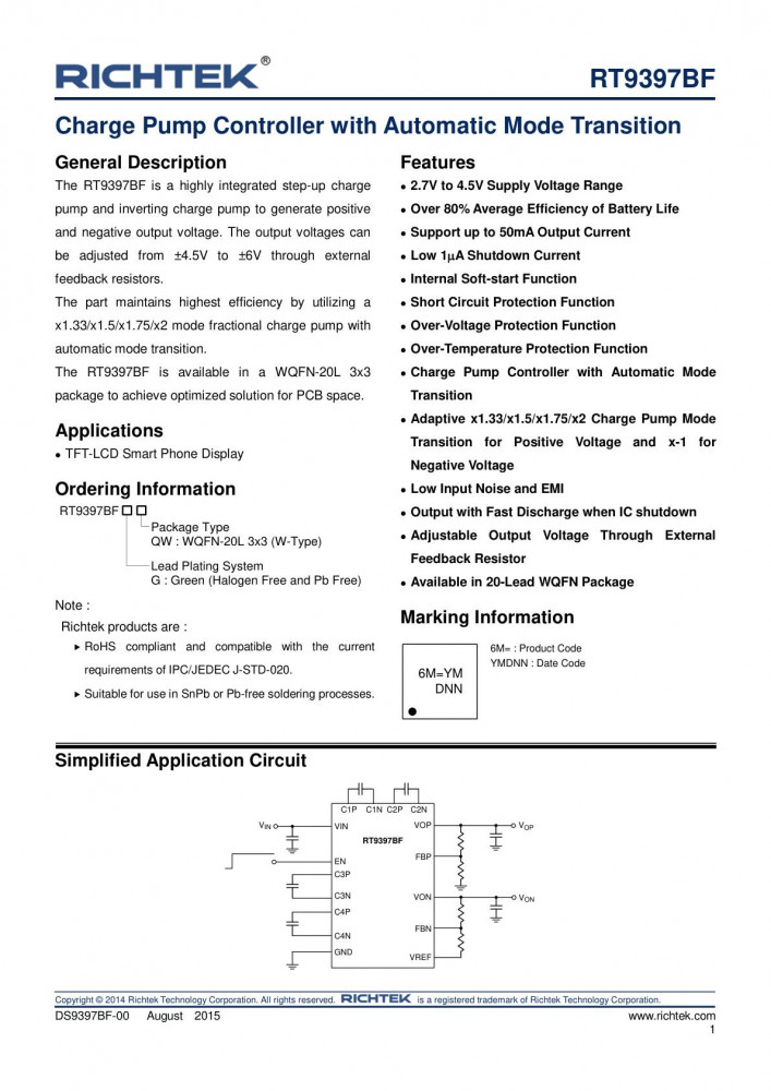 RT9397BF datasheet page 1