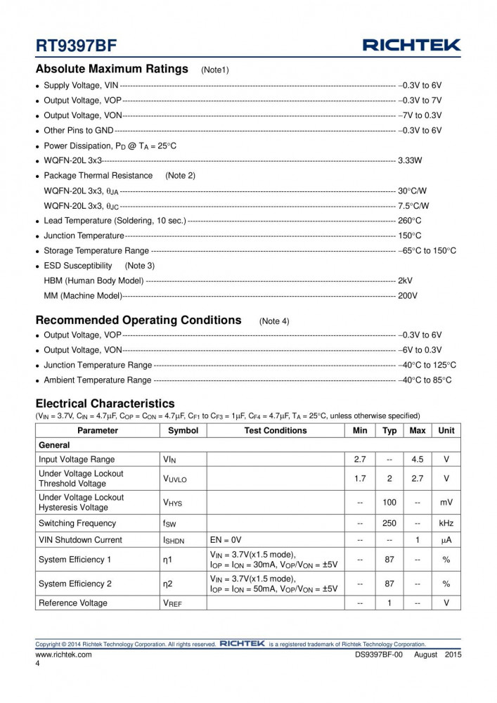 RT9397BF datasheet page 4