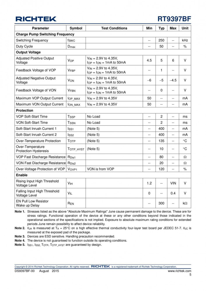 RT9397BF datasheet page 5