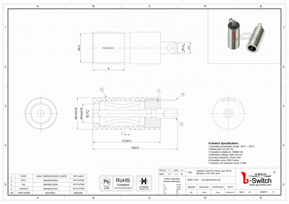 DC-S025A-D013-3A technical document page