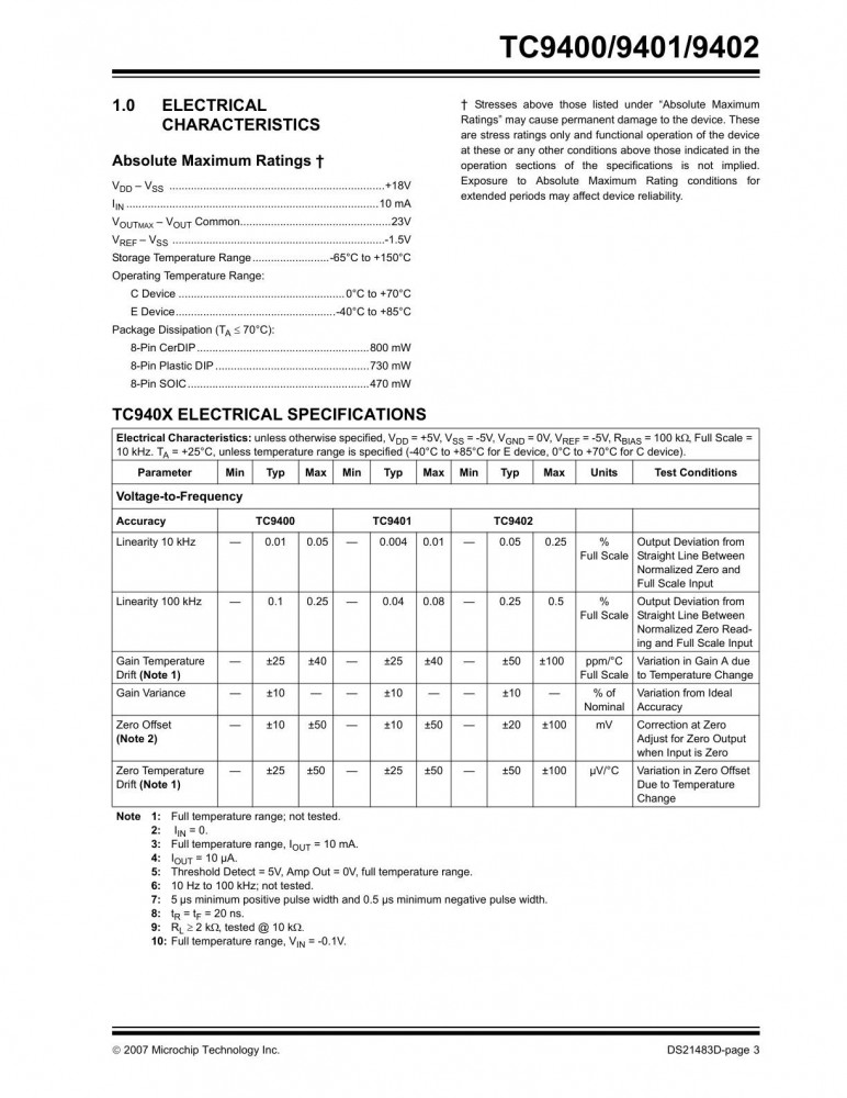 TC9400COD datasheet page 3