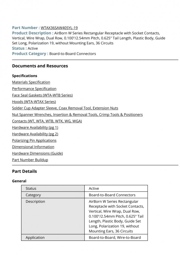 WTAX36SAW40SYL-19 technical document image, page 1