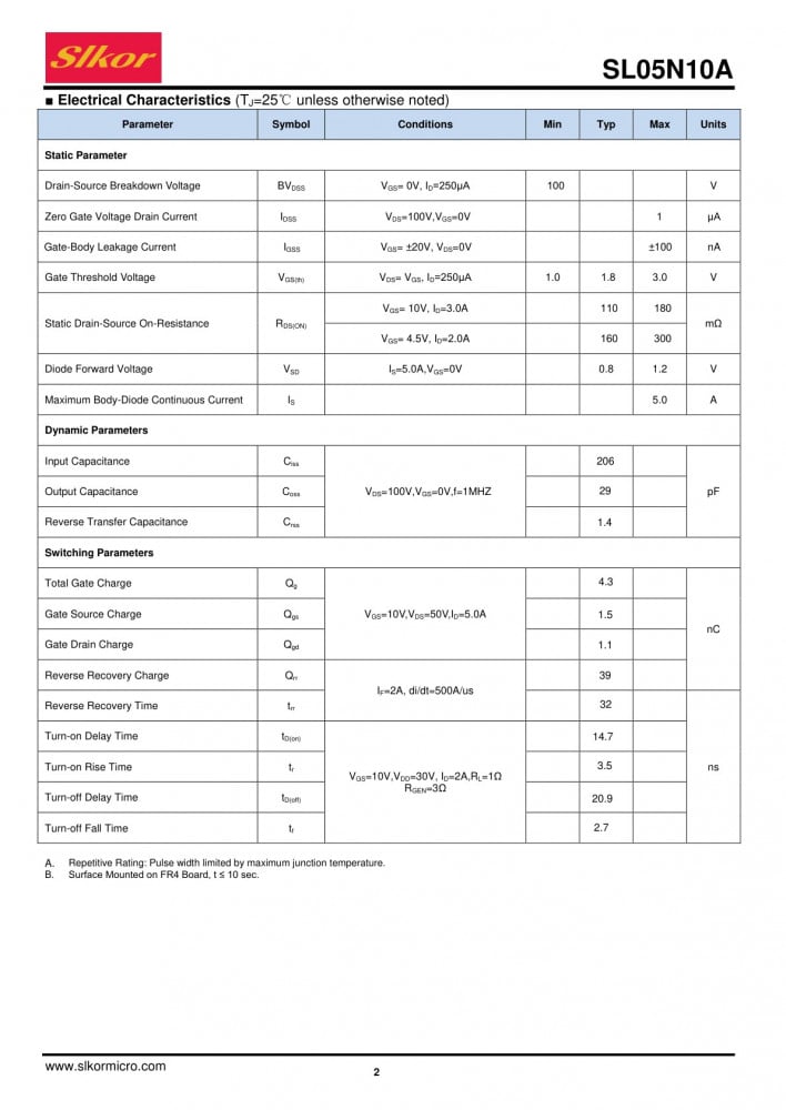 SL05N10A datasheet page 2