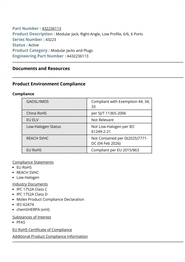 432236113 product document image, page 1