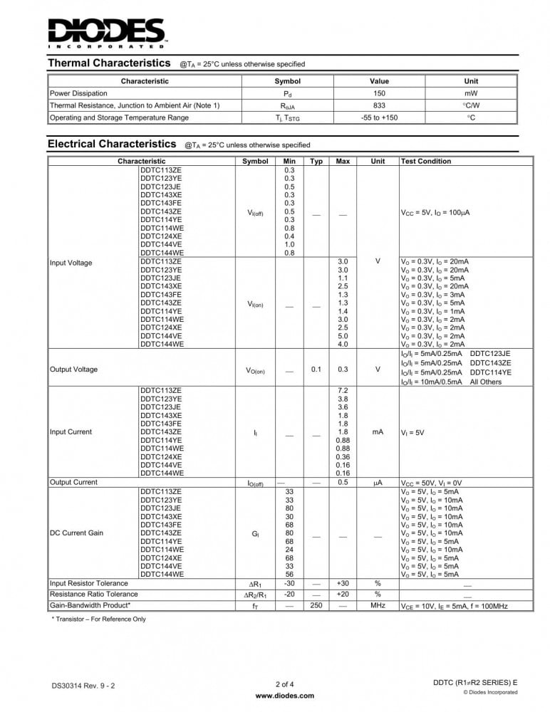 DDTC114WE-7-F datasheet page 2