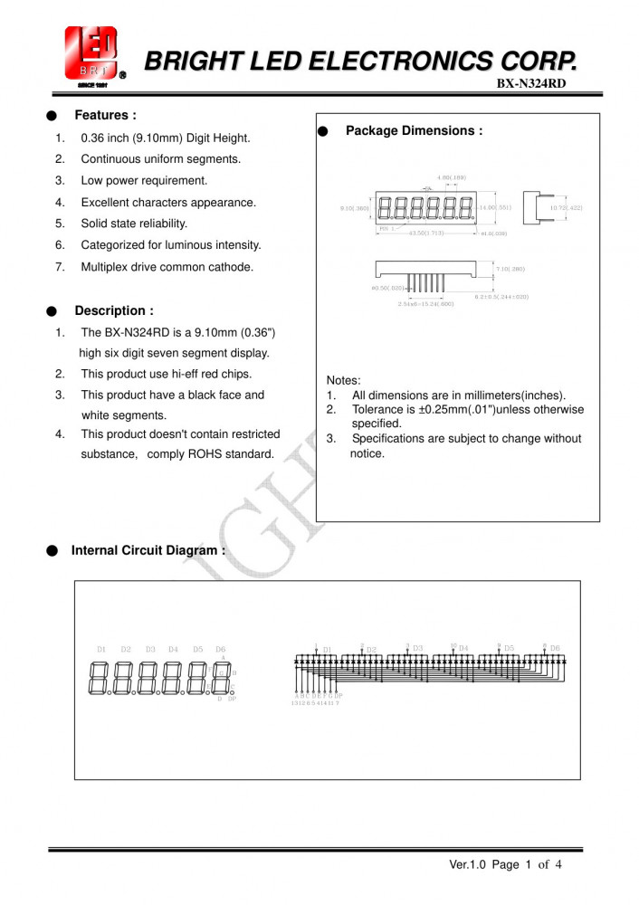 BX-N324RD datasheet page 1