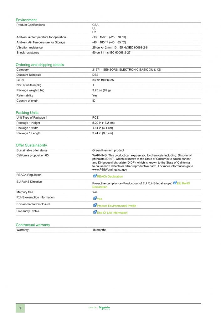 XS112B3PAL2 technical document page 2