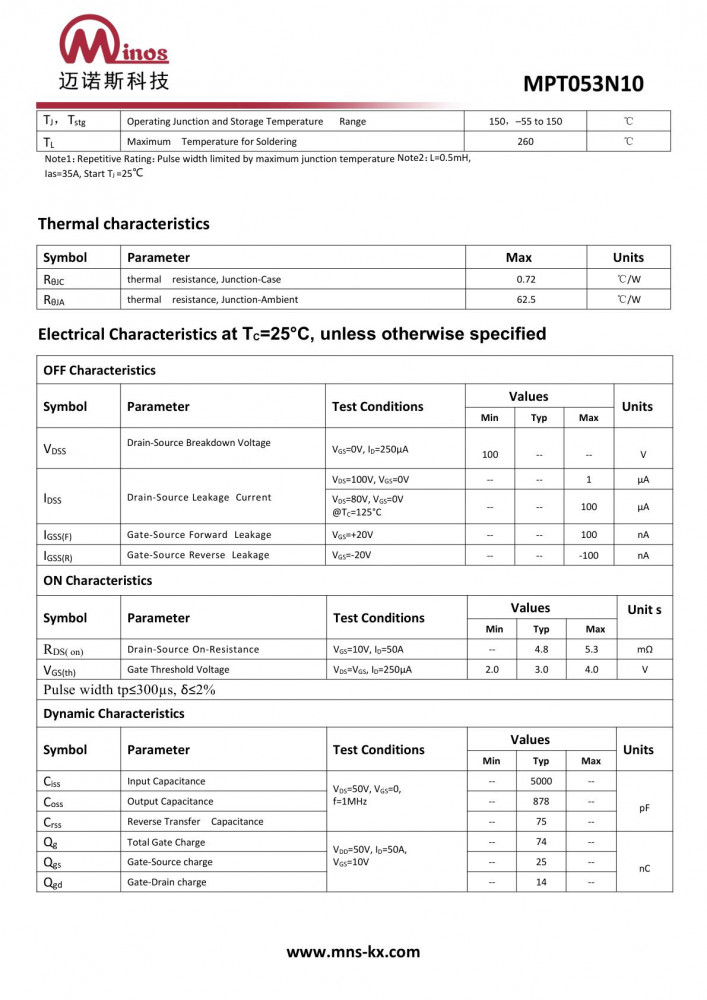 MPT053N10P datasheet page 2