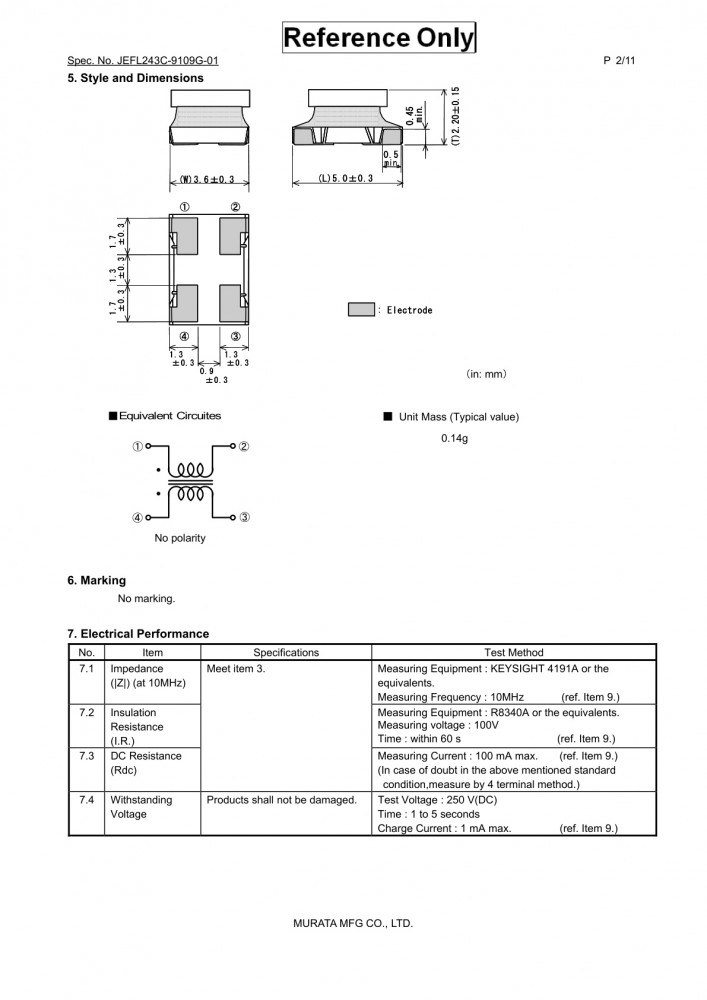 DLW5ATZ500MQ2L specification page 2